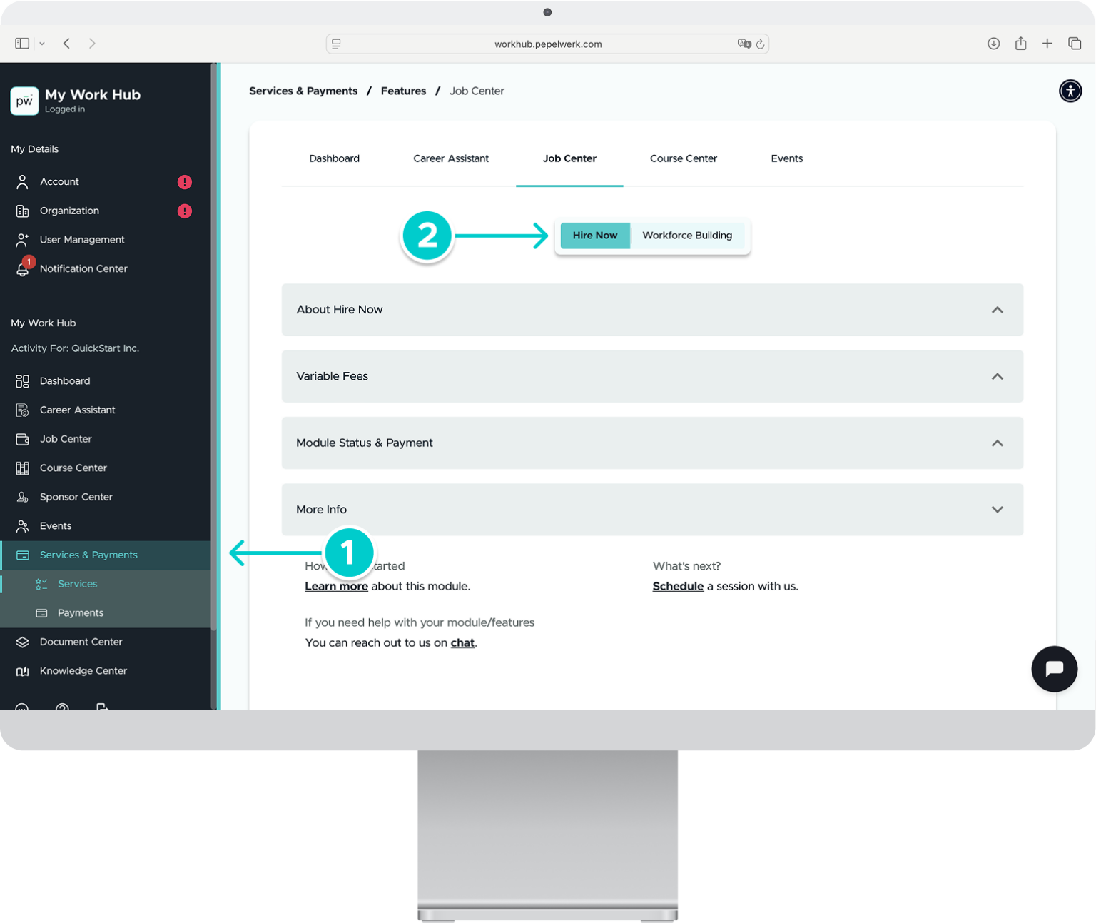 How to Enable Job Center: Hire Now in Work Hub – pepelwerk